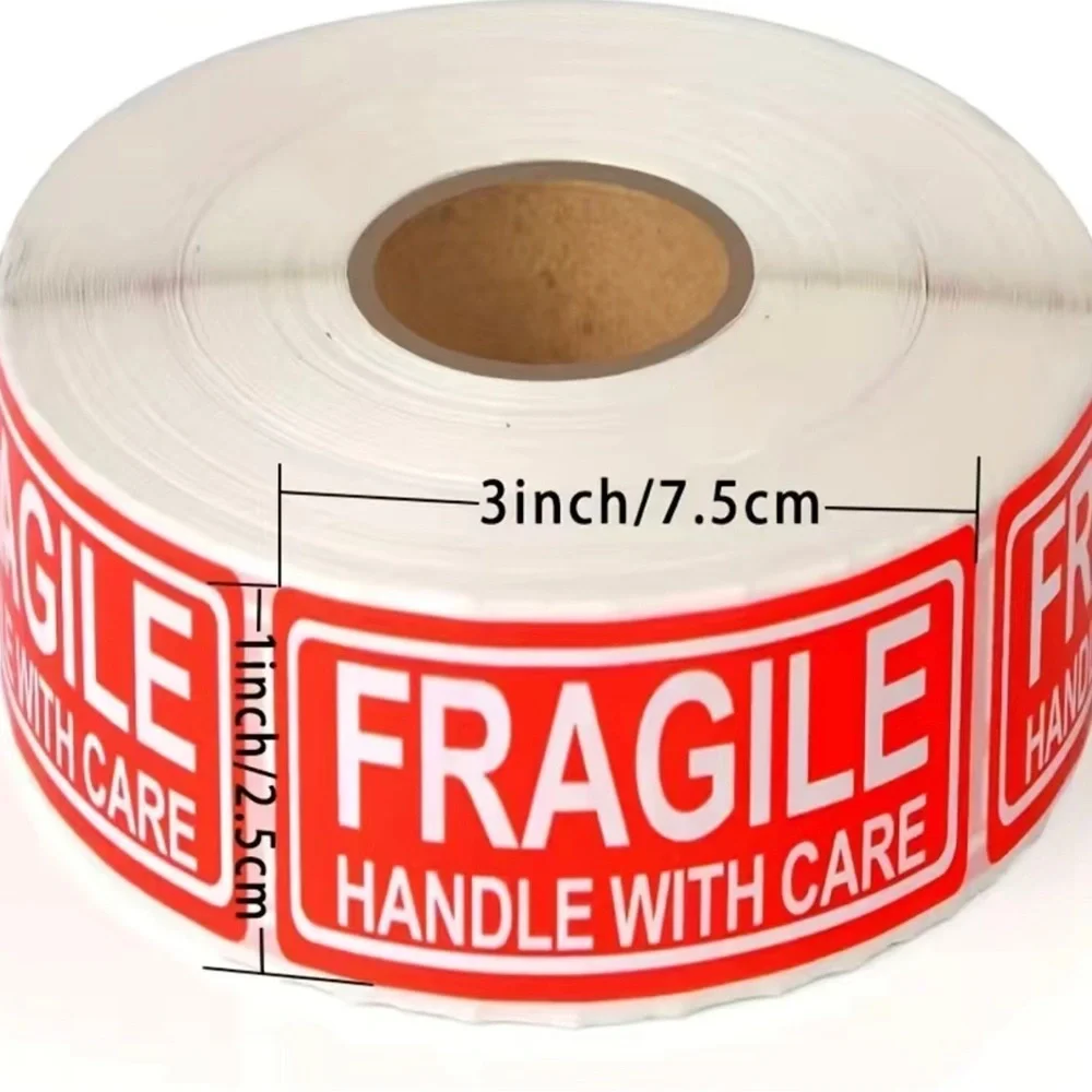 Office | New1 Roll 12pcs1x3 Fragile Warning Sticker Handle With Care ...